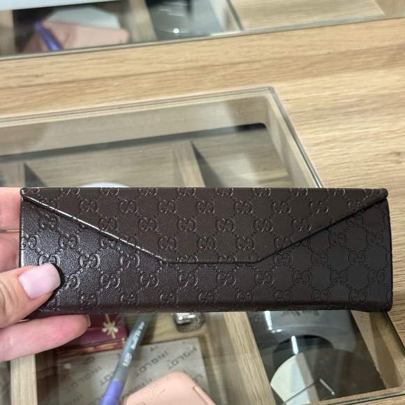 Gucci | Accessories | Gucci Dark Brown Embossed Eyeglass Case | Poshmark
